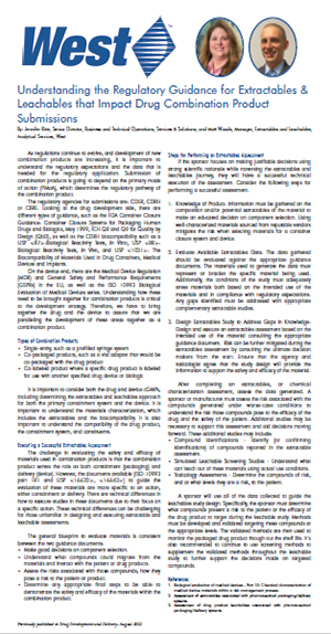 Understanding the Regulatory Guidance for Extractables & Leachables ...